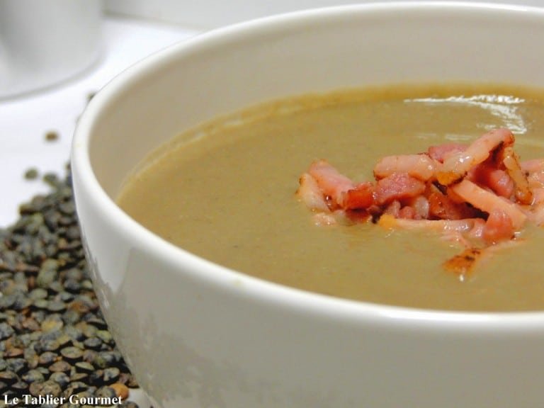 Le velouté de lentilles aux lardons